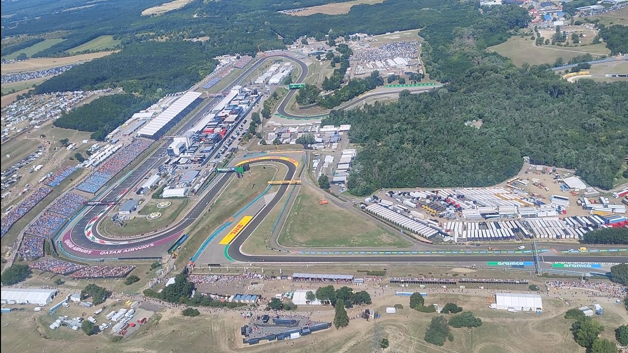 Formula 1 Hungaroring helicopter flight great view at the F1 track ...