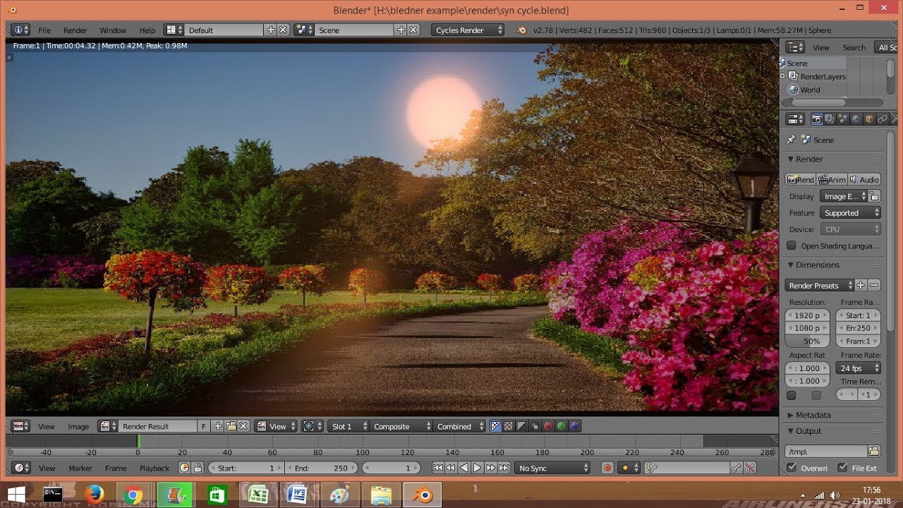 Quick Review in Blender:Create Sun with Blender Cycle.Add sun to photo ...