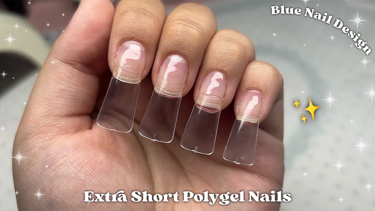 EXTRA SHORT POLYGEL NAILS! BLUE CHARM NAIL DESIGN💙 | Live Stream - YouTube