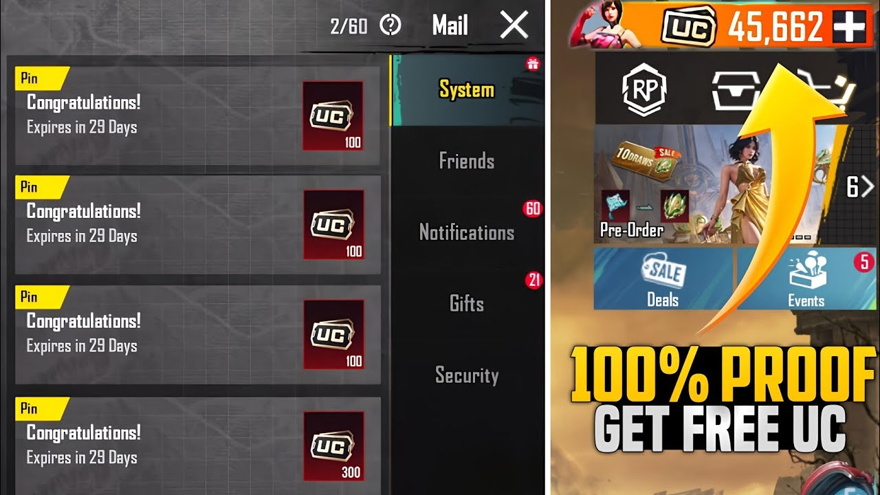 🔴 Live Proof Get Free 100 UC . 300 UC . 1200 UC . 1850 UC | Best Free ...