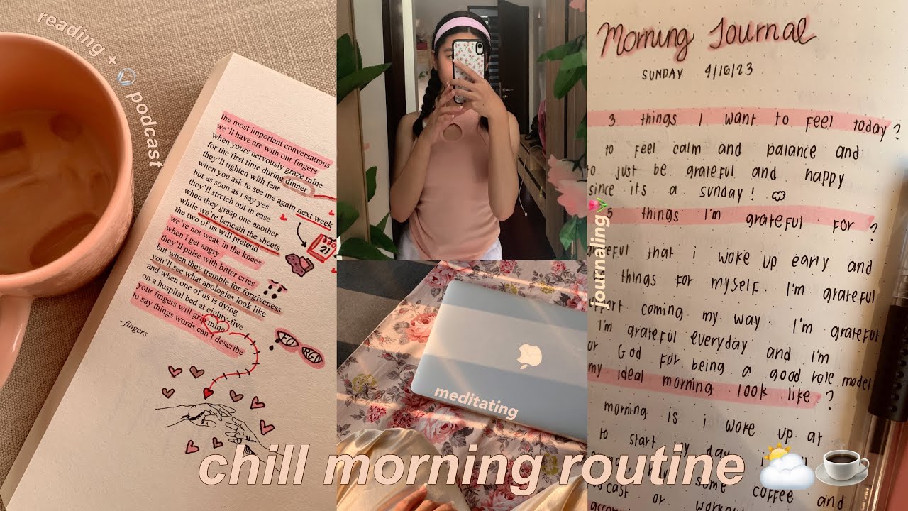 7am Morning Routine on a Sunday!🌷⛅️ | journaling,🎧 to podcast, meditate ...