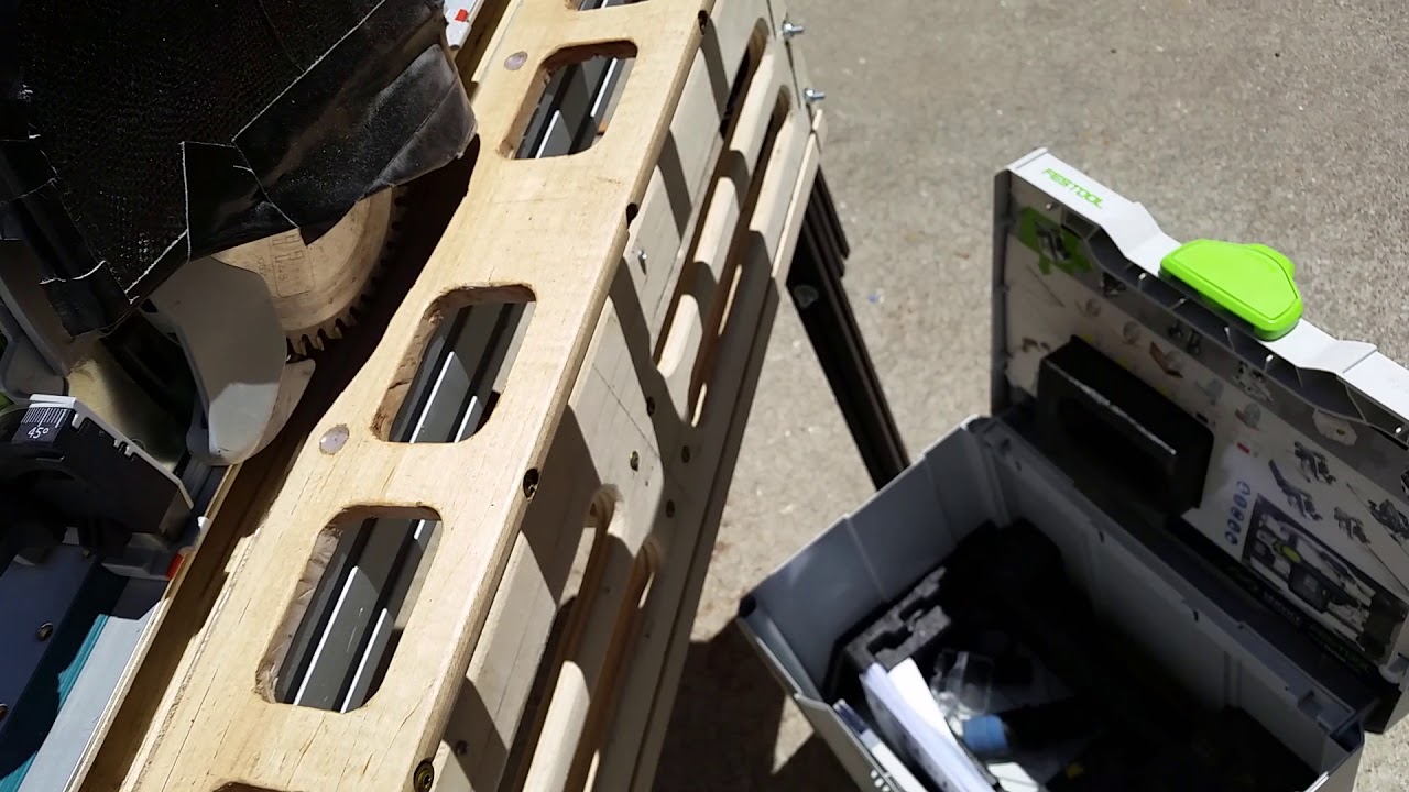 HK55 on DIY MFT style crosscut table squaring the end of a tapered ...