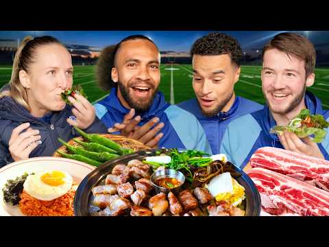British Footballers try real Korean BBQ for the first time!!