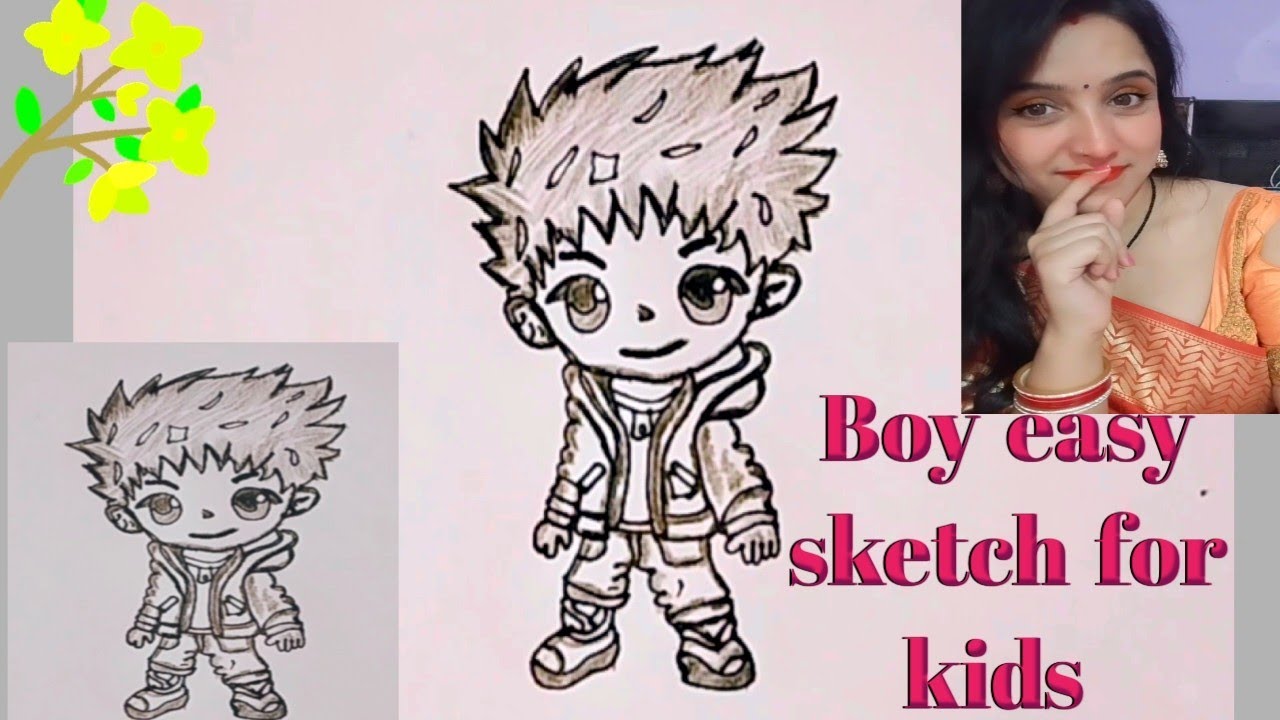 how to draw boy sketch for kids//boy sketch draw with me|| - YouTube