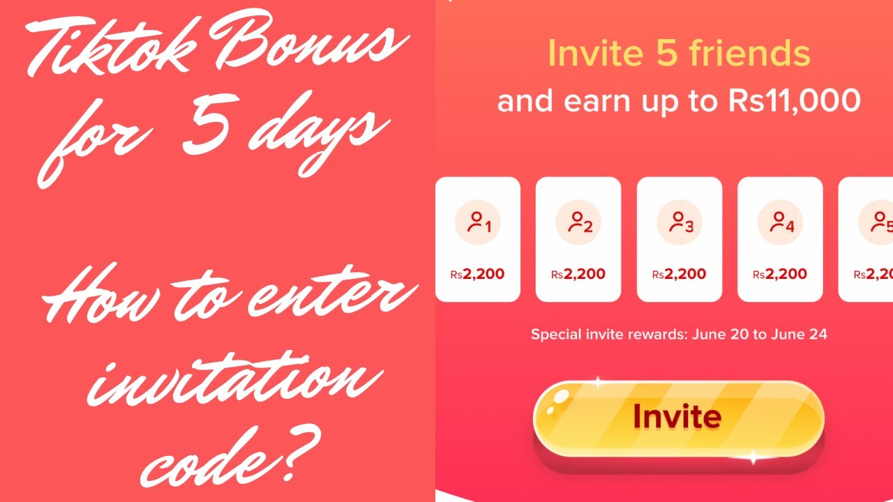 Earn 11000 From Tiktok in 5 days | How to enter invitation code - YouTube