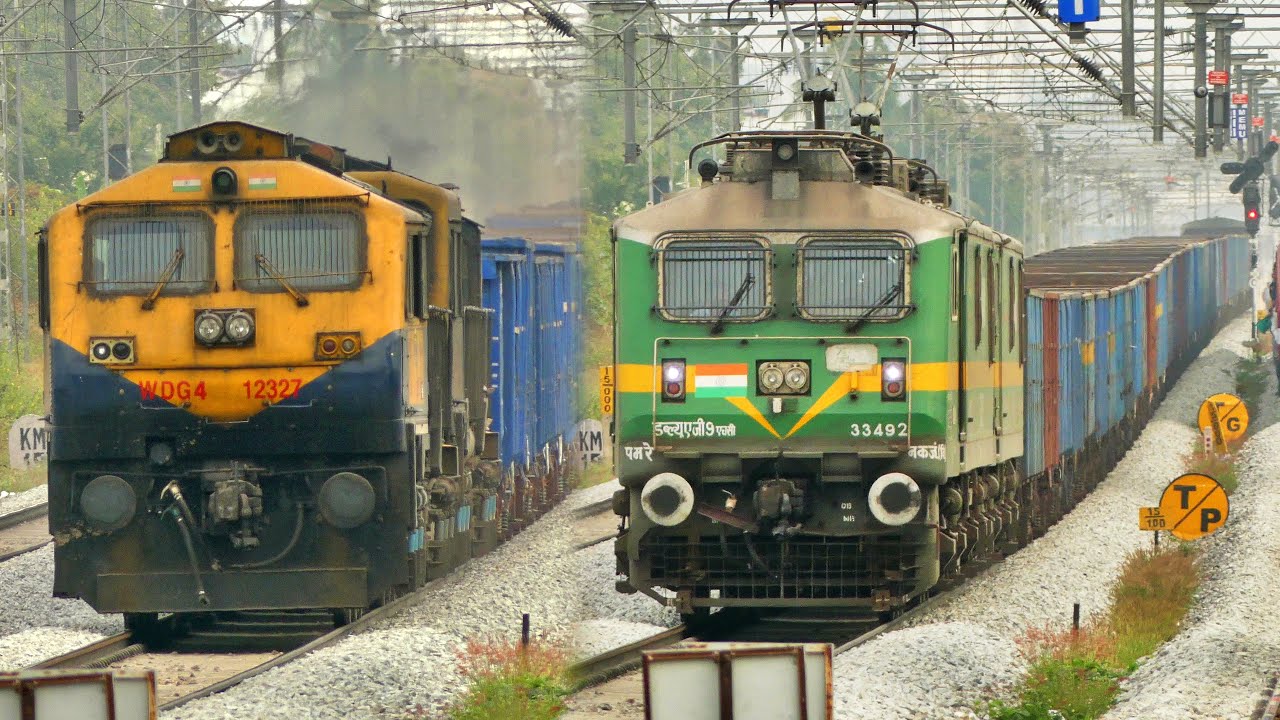 DOUBLE DIESELS and SINGLE WAG 9 hauled Goods Trains | Indian Railways - YouTube