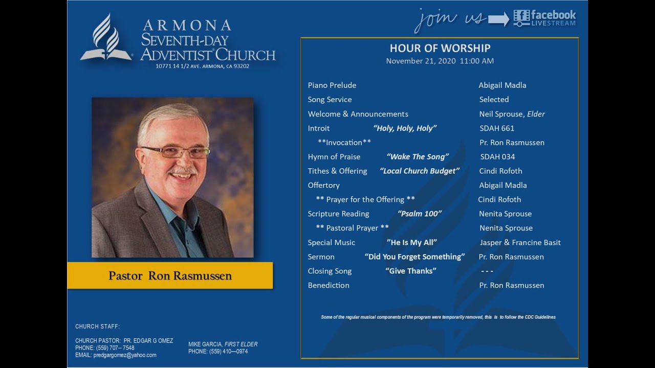 Did You Forget Something? - Pastor Ron Rasmussen - November 21, 2020 ...