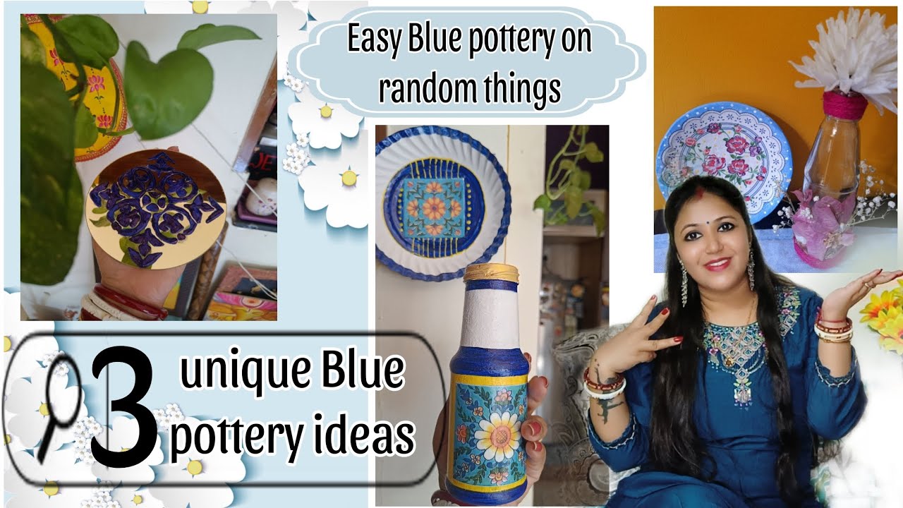 3 unique Blue pottery ideas.Easy Blue pottery on random things# ...