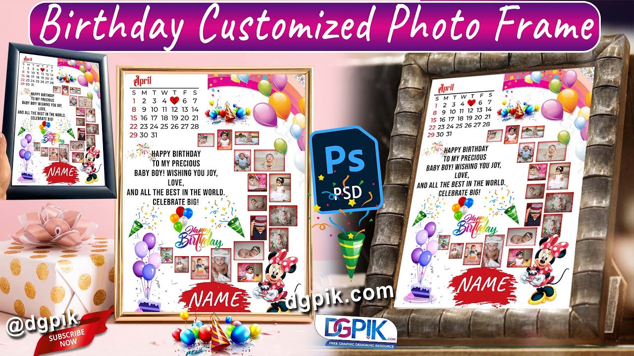 Birthday Customized Photo Frame In Photoshop With Free PSD And Data