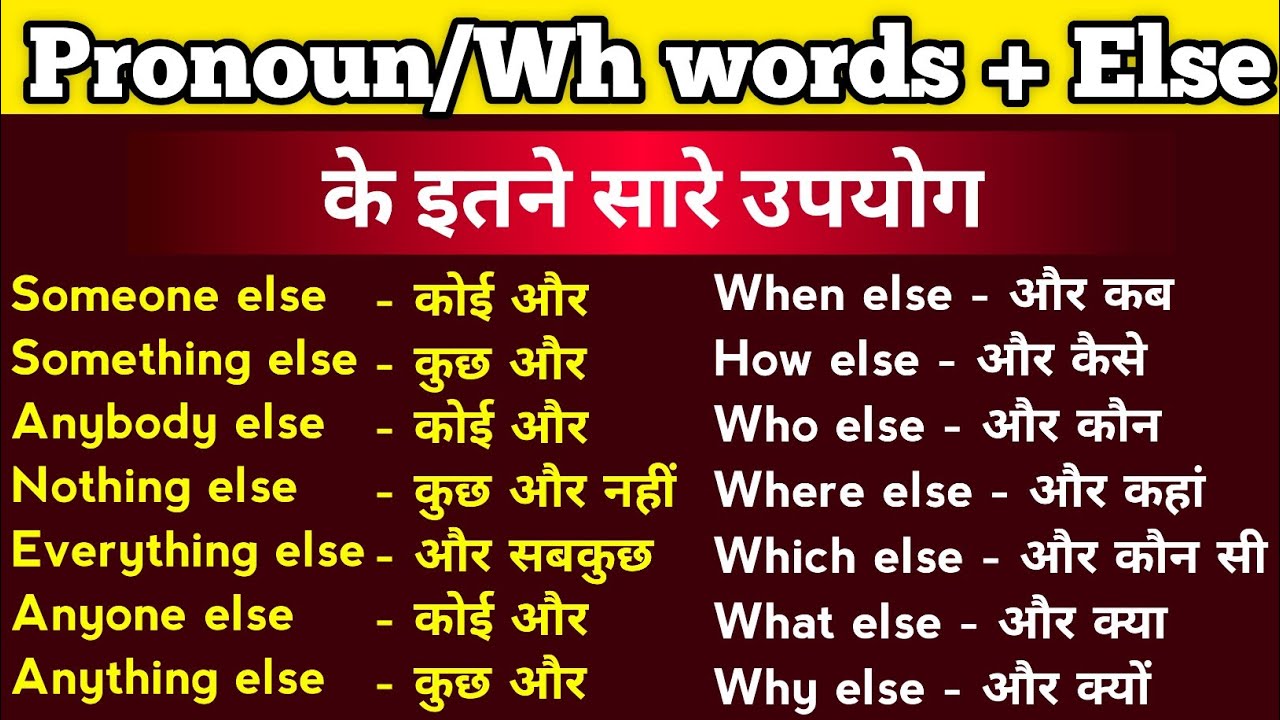 Pronoun/Wh words + Else के इतने सारे उपयोग | Something else/Someone ...