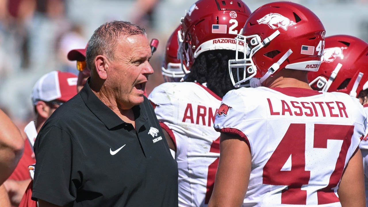 Razorbacks' coach Sam Pittman on finally hitting on all cylinders in ...