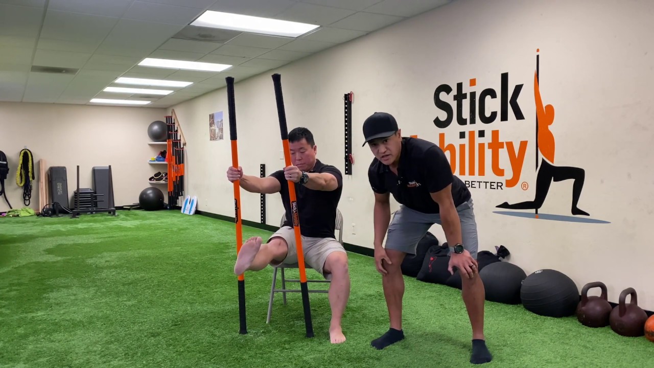Seated Hip Rotation Stretch - Stick Mobility Chair Exercises - YouTube
