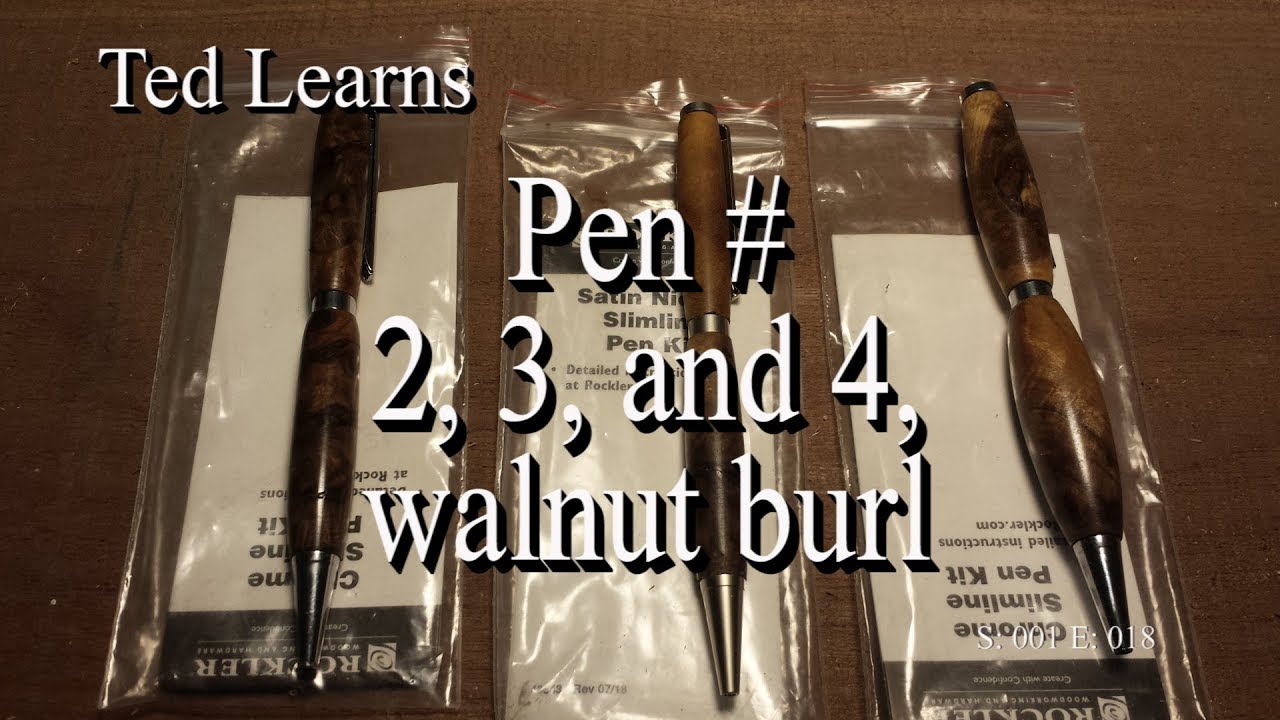 My 2nd, 3rd, and 4th, turned pen - Walnut burl ~ 018 - YouTube