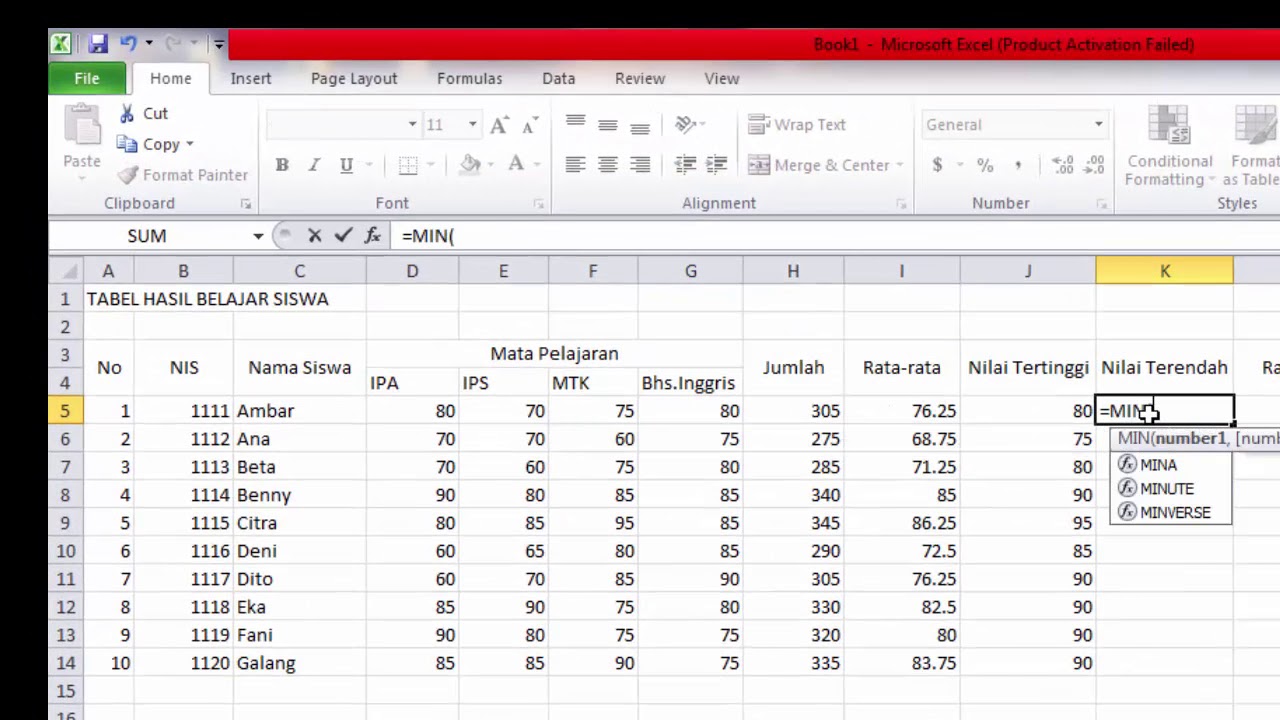 Tutorial Menggunakan Rumus atau Fungsi pada Microsoft Excel Created by ...