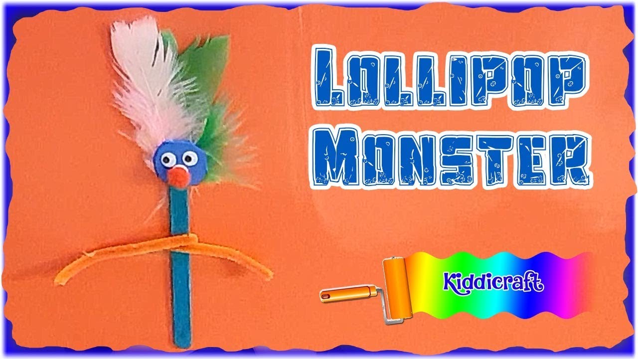 DIY POPSICLE - LOLLIPOP MONSTER PUPPET - EASY TO DO KIDS CRAFT - YouTube