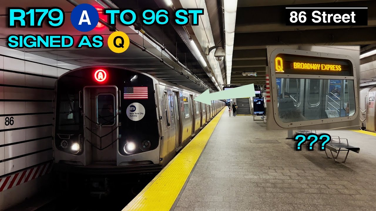 R179 Q train arrives and departs 86 St | A to 96 St G.O. | NYC Subway ...