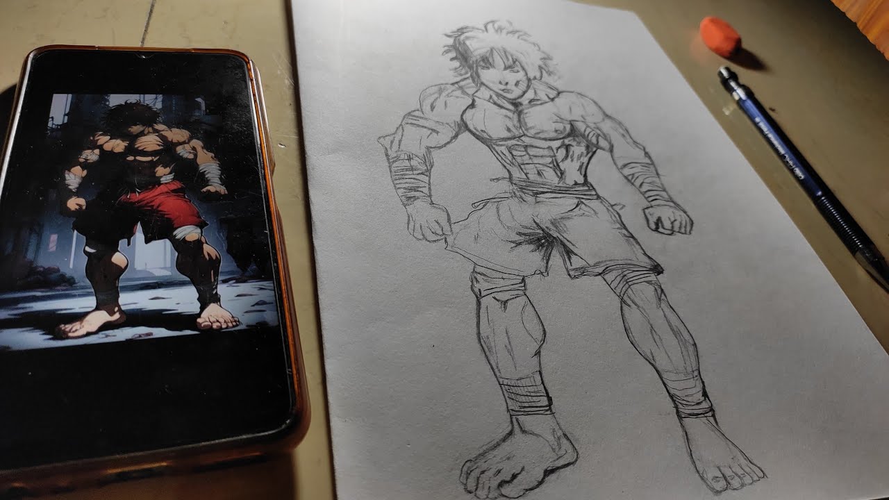 How to draw anime character full body - baki hanma 🥶🥵 ll tutorial video ...