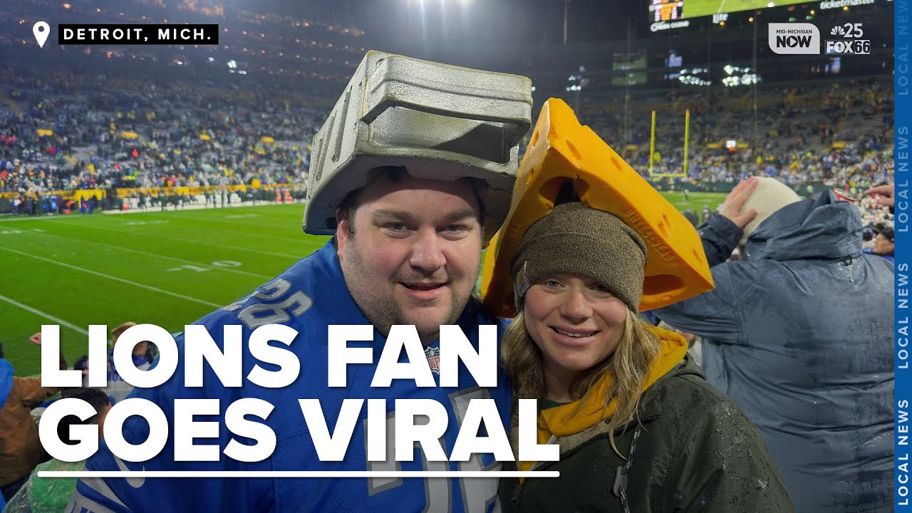 VIRAL MOMENT: Detroit Lions fan goes viral with cheese grater hat at ...