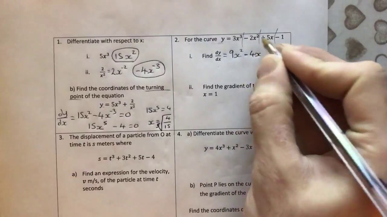 IGCSE Maths Differentiation Answers YouTube IGCSE Maths Differentiation Answers YouTube