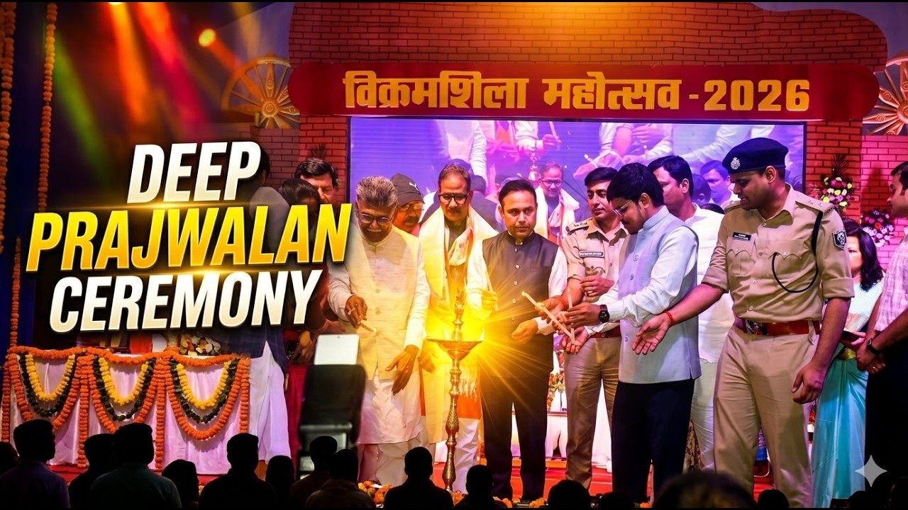 Deep Prajwalan Ceremony 🔥 | Vikramshila Mahotsav 2026 | Bhagalpur - YouTube