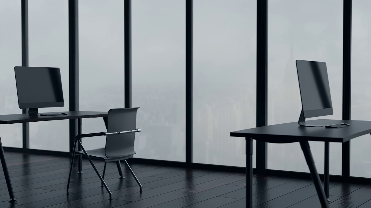 Empty office with large windows. Animation in ultra HD, 4k - YouTube
