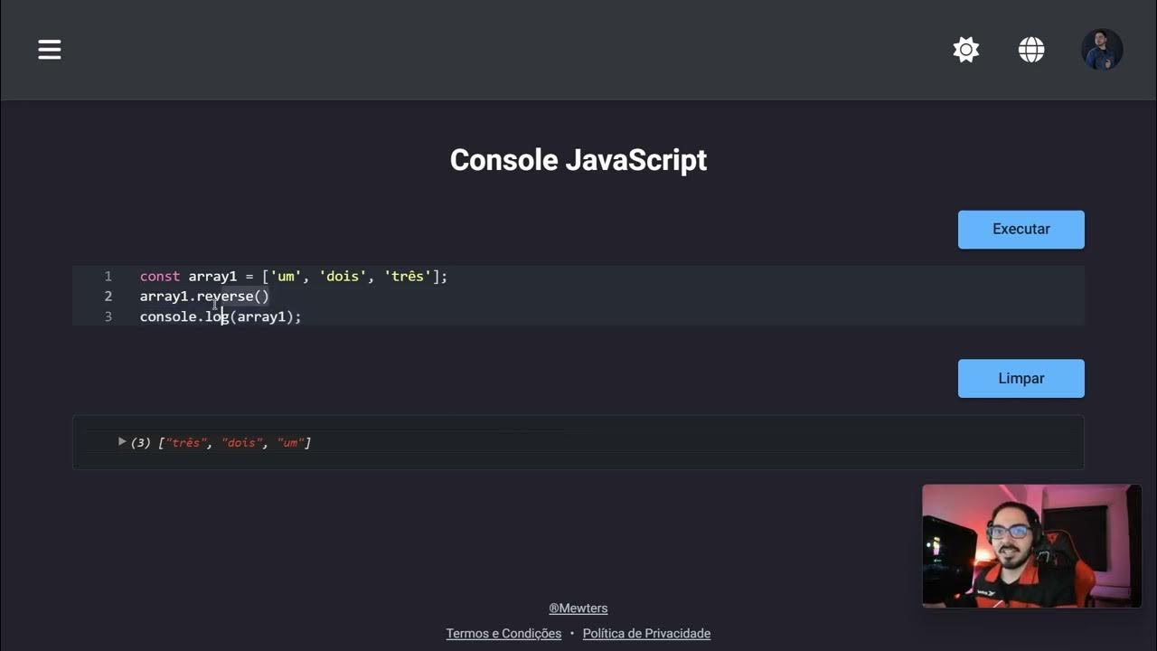 Curso JavaScript Intermediário - 04-07 - Invertendo a ordem dos elementos de um Array com ...