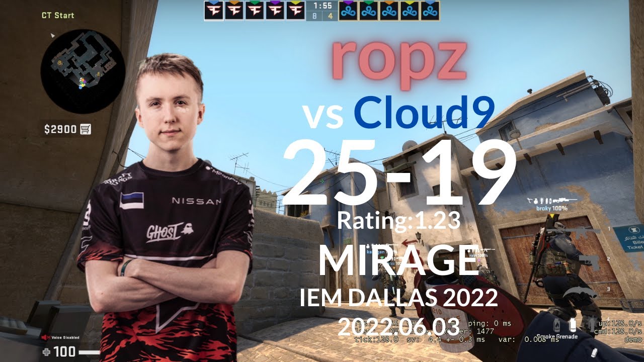 FaZe ropz (25-19) vs C9 (MIRAGE) @ IEM DALLAS 2022 - YouTube