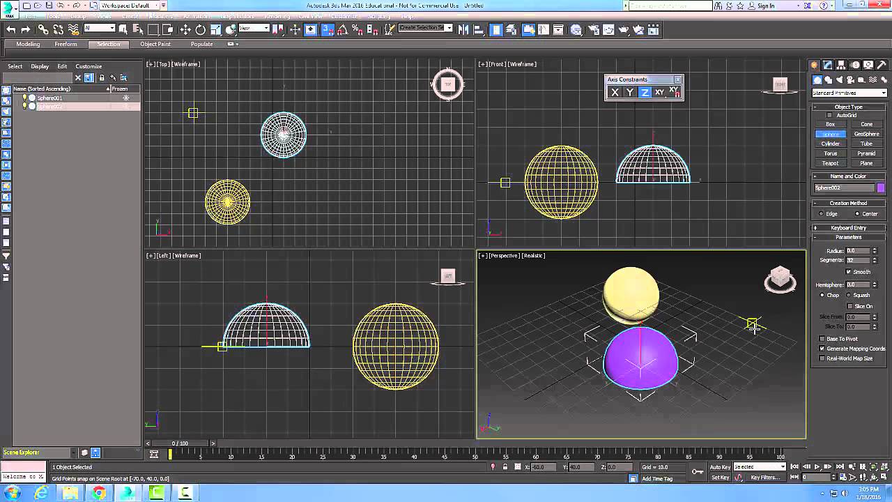 3ds Max 02-22 Sphere Standard Primitive Parameters Rollout - YouTube