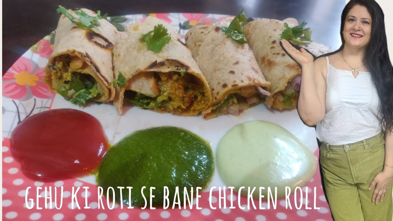 Chicken Roll Recipe•Gehu Ki Roti Se Bane•Desi Style par Swaad Market ...
