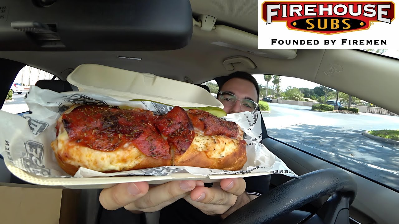 Eating Firehouse Pepperoni Pizza Meatball Sub - YouTube
