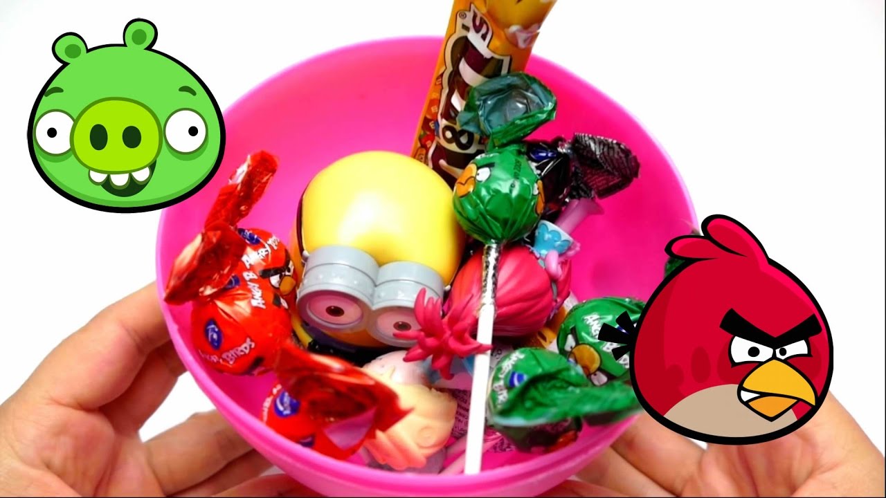 Angry Birds Lollipops & M&M's Candy - YouTube