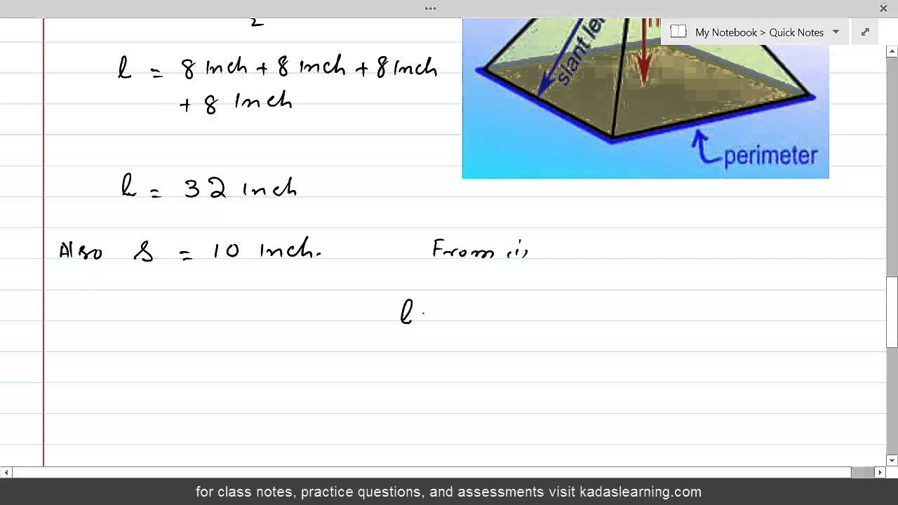 Surface Area of Right Pyramid Lesson 8 - YouTube