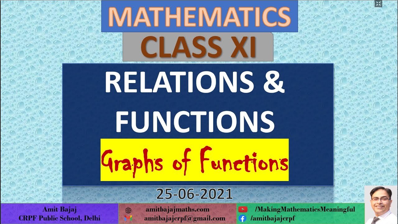 D12 CLASS XI C CH 2 RELATIONS & FUNCTIONS (Graphs of Functions) - YouTube