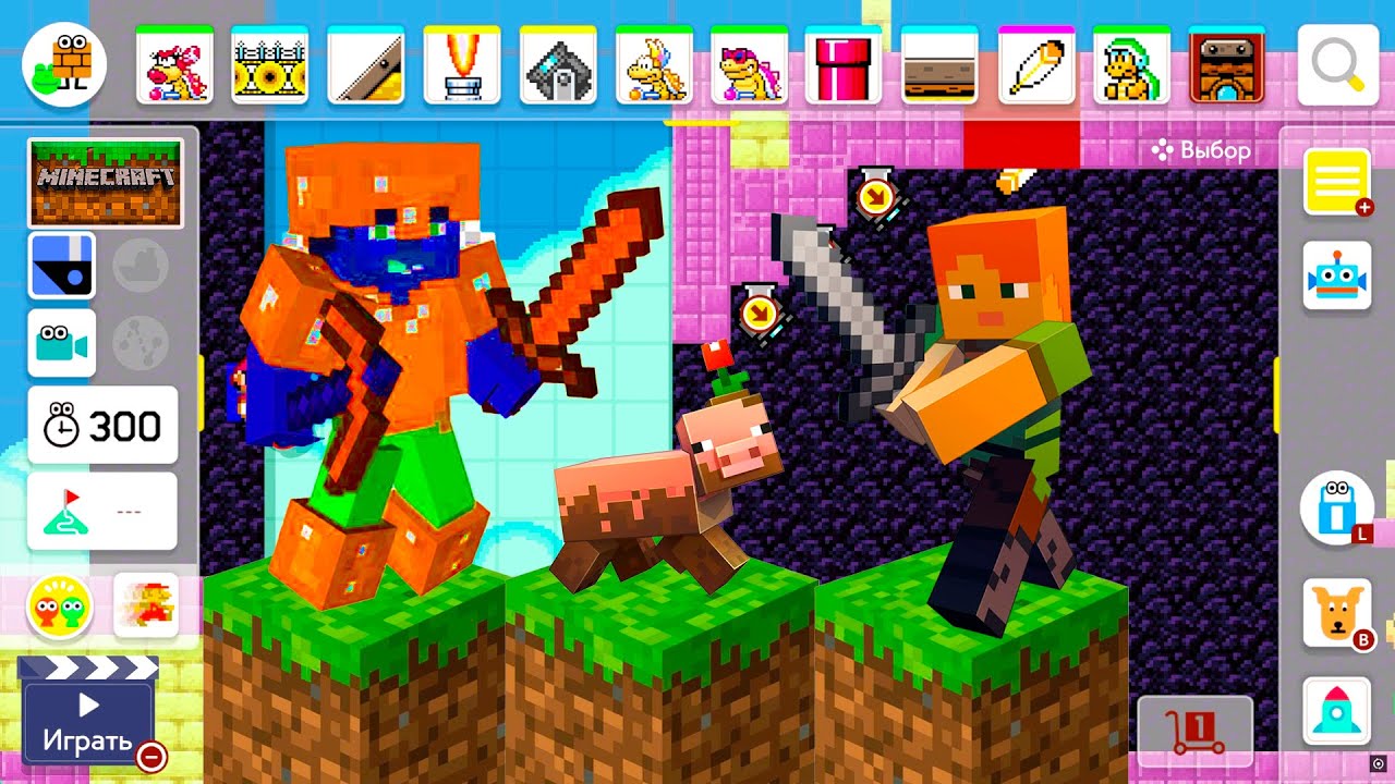 Super Mario Maker 2 Minecraft Theme! All Bosses Course Maker - YouTube