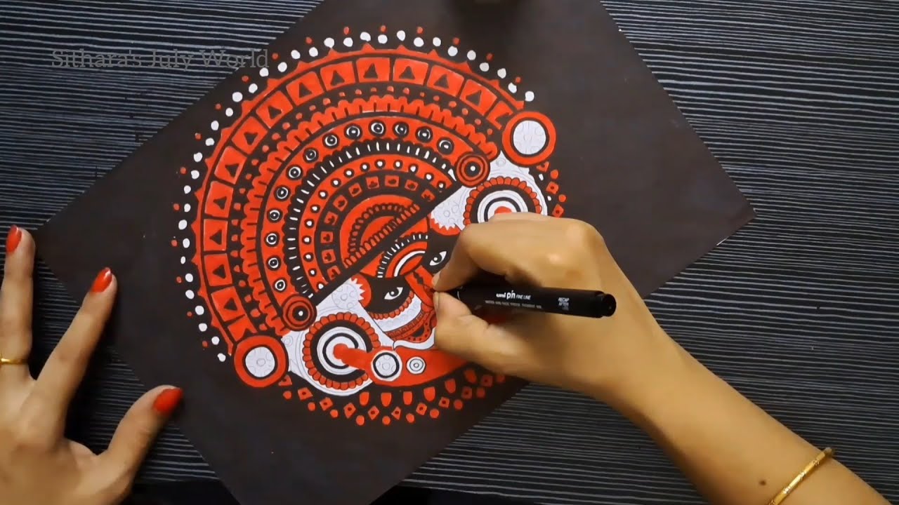 Theyyam Drawing/Theyyam/Traditional Art form of Kerala - YouTube