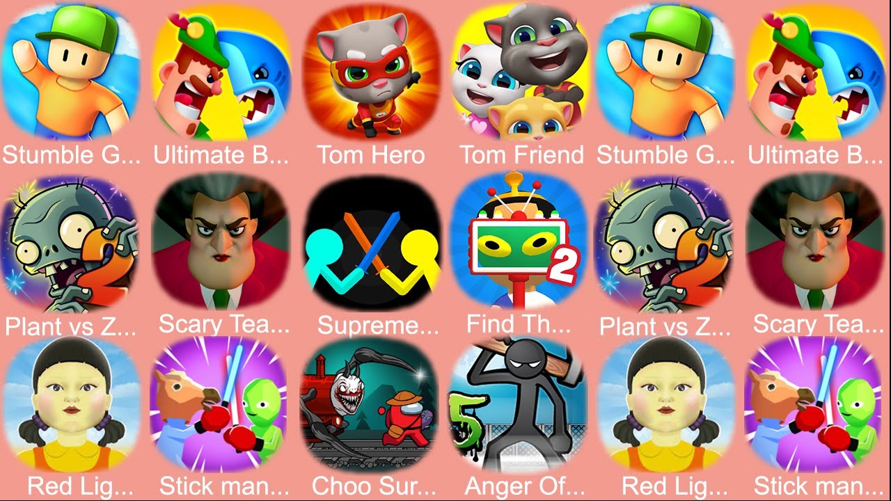 Stumble Guys,Ultimate Bowmasters,Tom Hero,Tom Friends,Plant vs Zombies ...