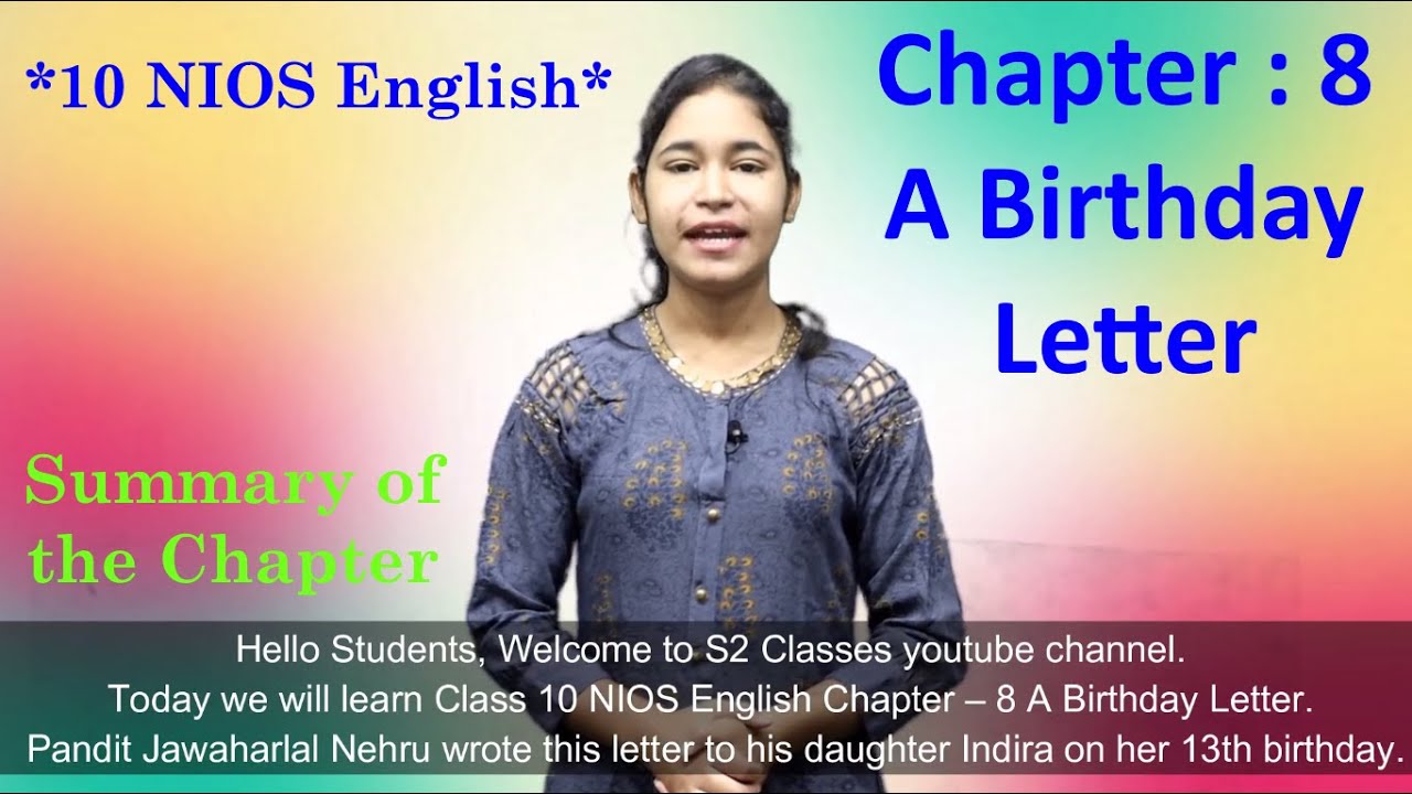 A BIRTHDAY LETTER | Chapter 8 |10th NIOS English 202 |Summary of the ...
