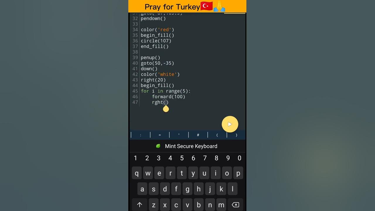 Pray For Turkey🇹🇷 Turkey Flag In Python Turtle Shorts Programming Turtle Python