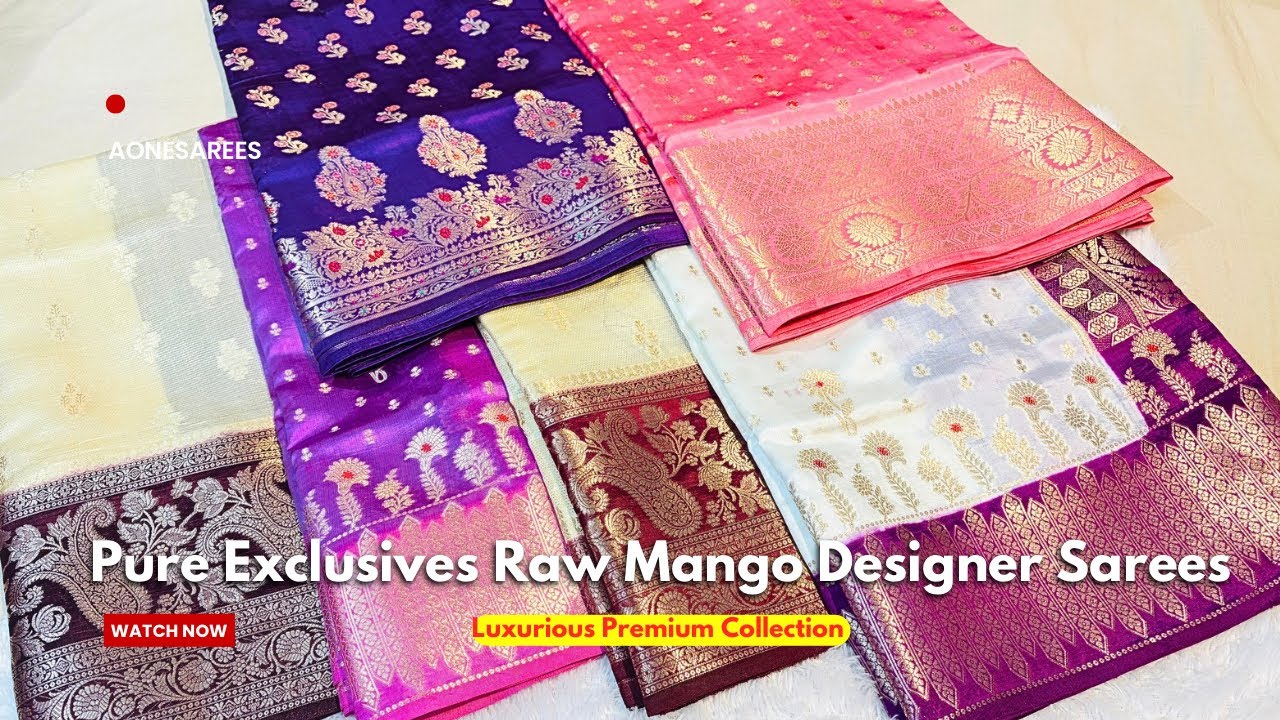 Pure Exclusive Raw Mango Silk Designer Sarees. || Budget Friendly ...