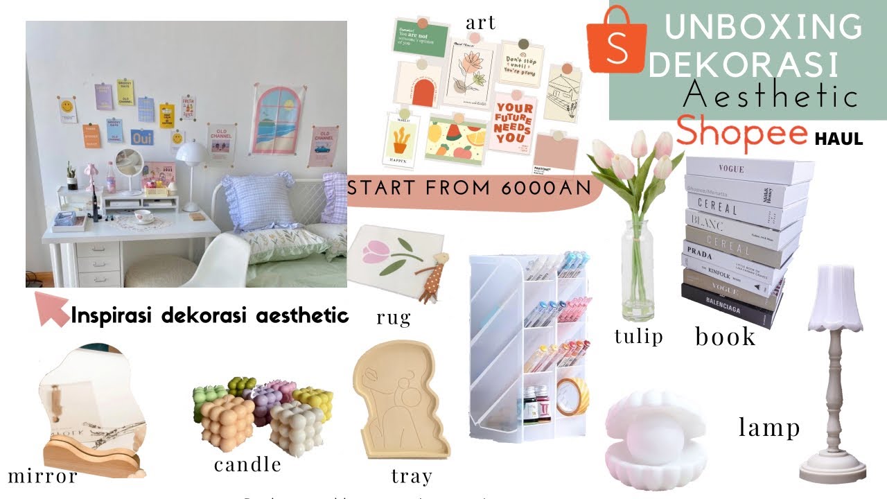 SHOPEE HAUL DEKORASI KAMAR ||UNBOXING ROOM DECOR AESTHETIC SERBA MURAH ...
