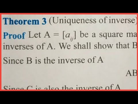 Uniqueness of inverse) Inverse of a square matrix | NCERT Class ...