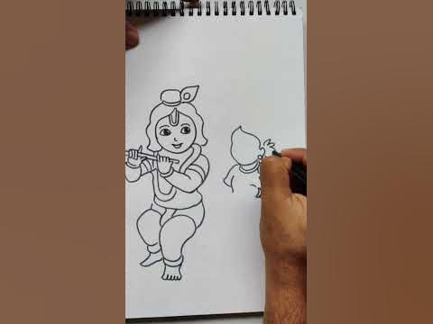 quick simple and easy drawing of Cute little Radha Krishna/ How to draw ...
