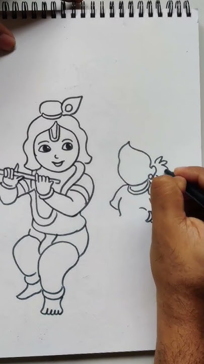 quick simple and easy drawing of Cute little Radha Krishna/ How to draw ...