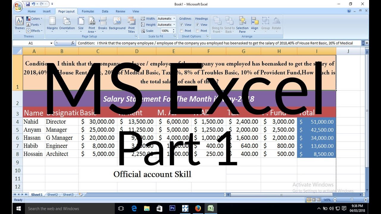 Microsoft Excel Tutorial Bangla Youtube