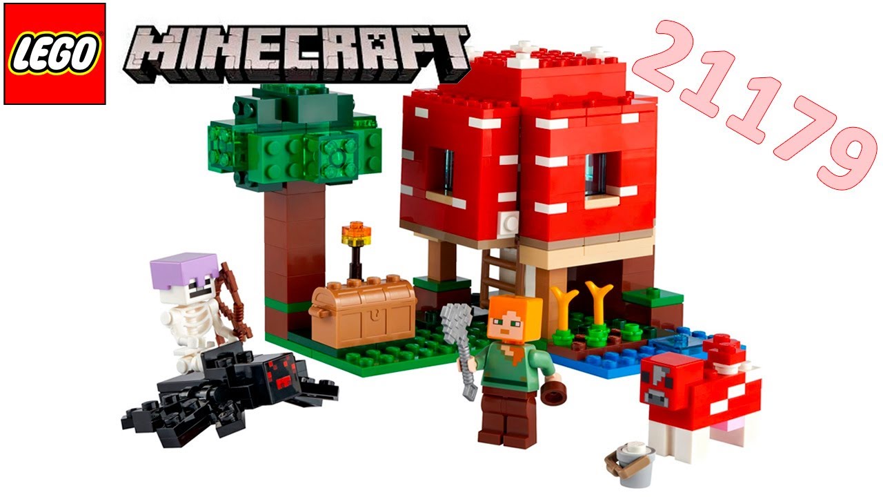 LEGO Minecraft 21179 The Mushroom House Speed Build Review - YouTube