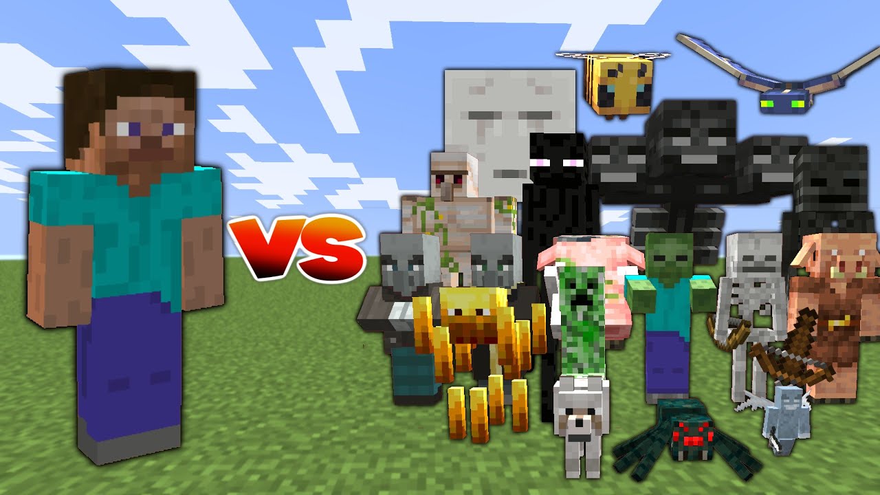 Steve vs Every Mob in Minecraft | Minecraft mob battle - YouTube