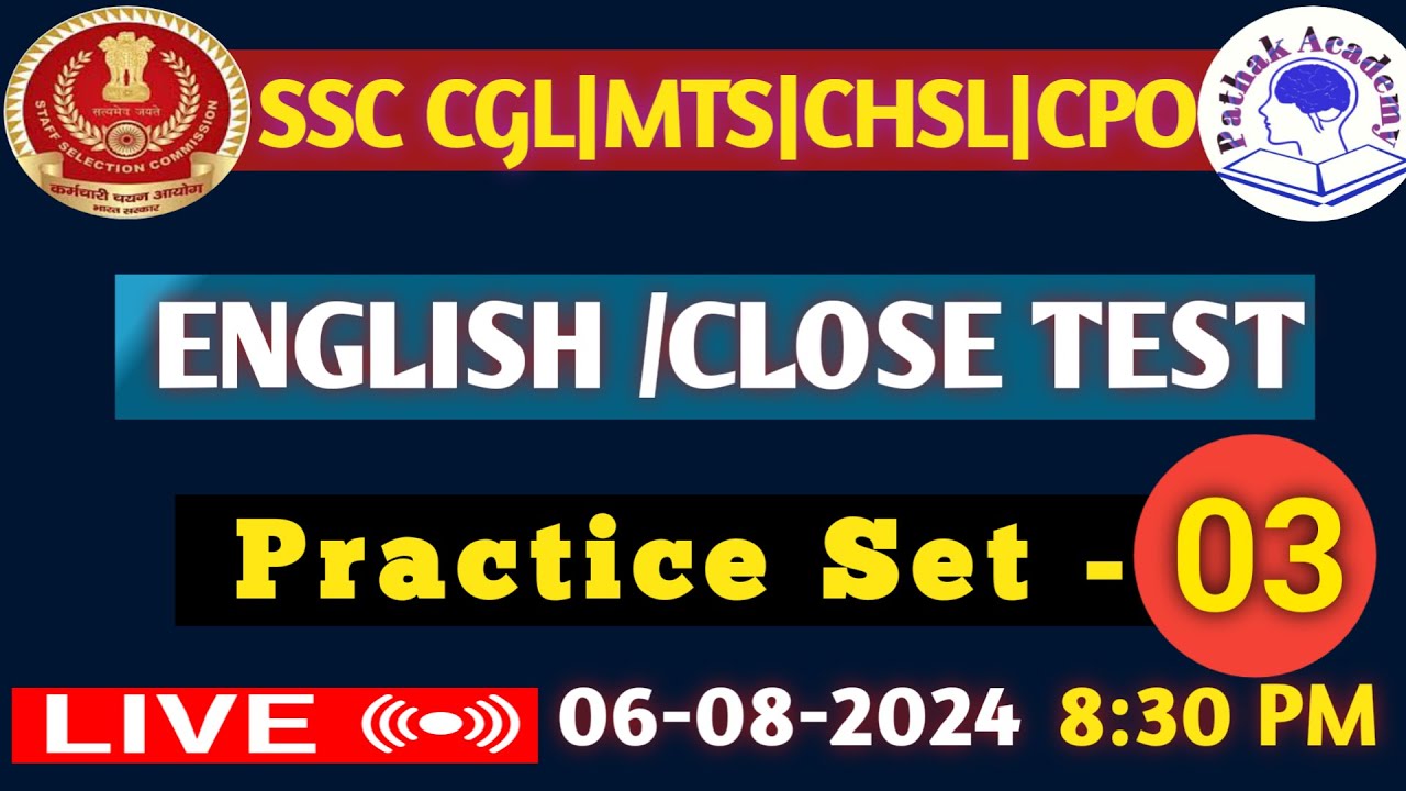 Mastering Close Test Practice Set-03 for Competitive Exams SSC-CGL ...
