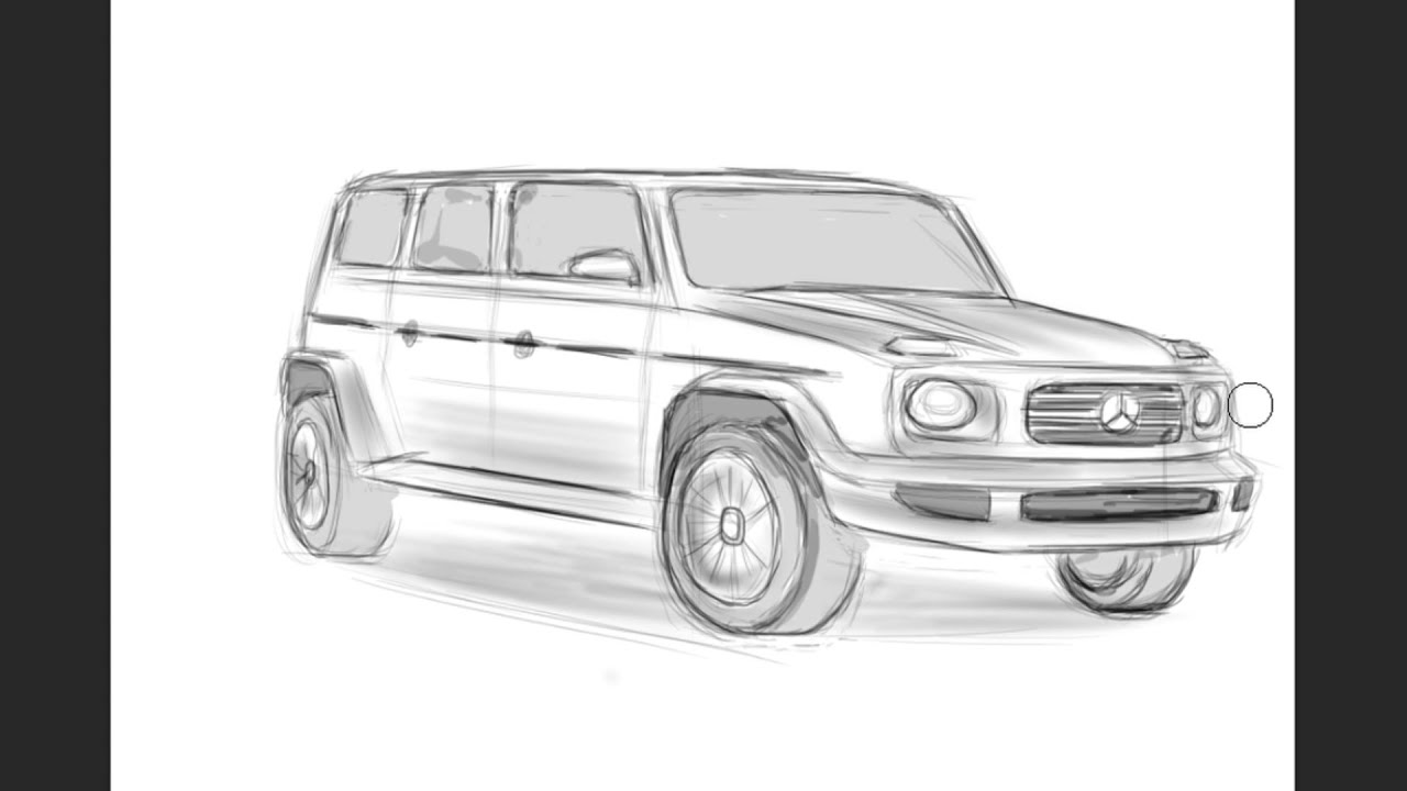 How to sketch a mercedes classe G - Step by step. - YouTube