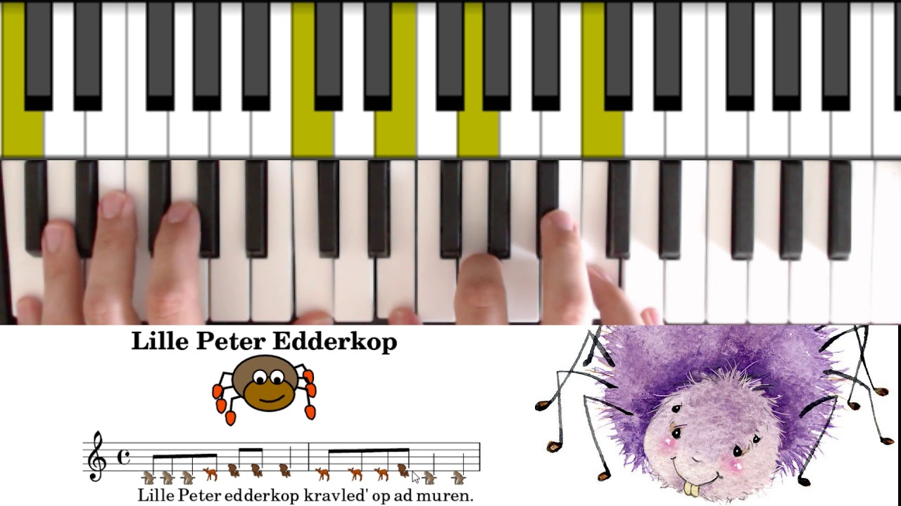 Klaver for begyndere – Lille Peter Edderkop - YouTube