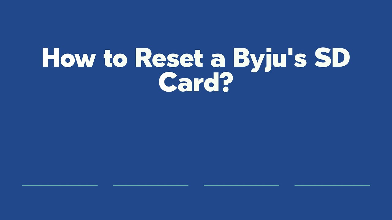 How to Reset a Byju's SD Card? - YouTube